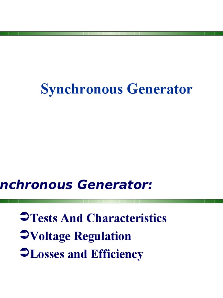 Synchronous Generators | PDF | Electric Generator | Electrical Components