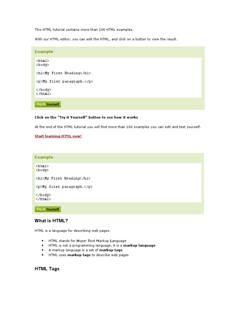 HTML Course | PDF | Html Element | Html