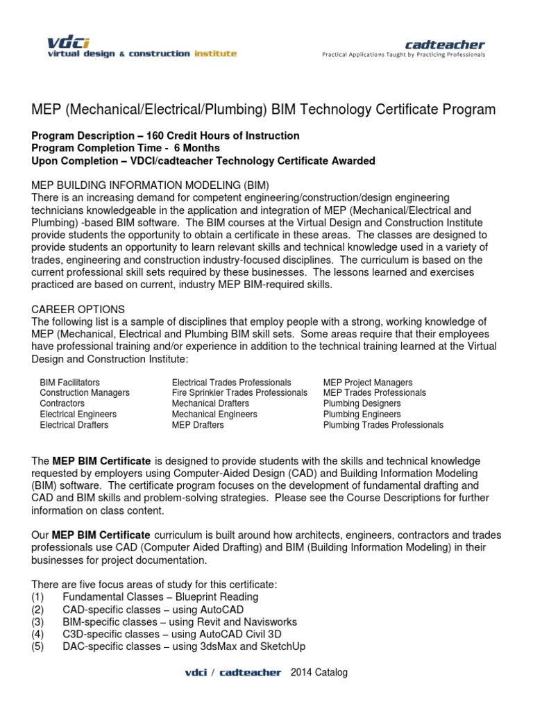 Vdci Mep Bim Certificate | PDF | Building Information Modeling | Autodesk Revit