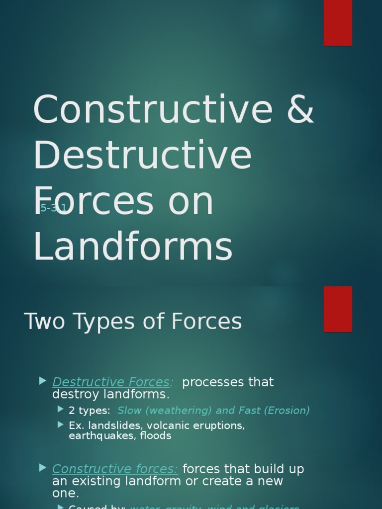 Constructive & Destructive Forces On Landforms | PDF
