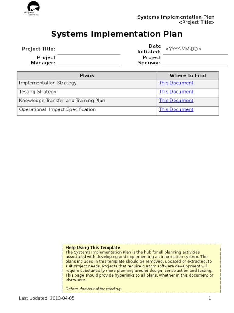 Systems Implementation Plan | PDF | Implementation | Strategic Management