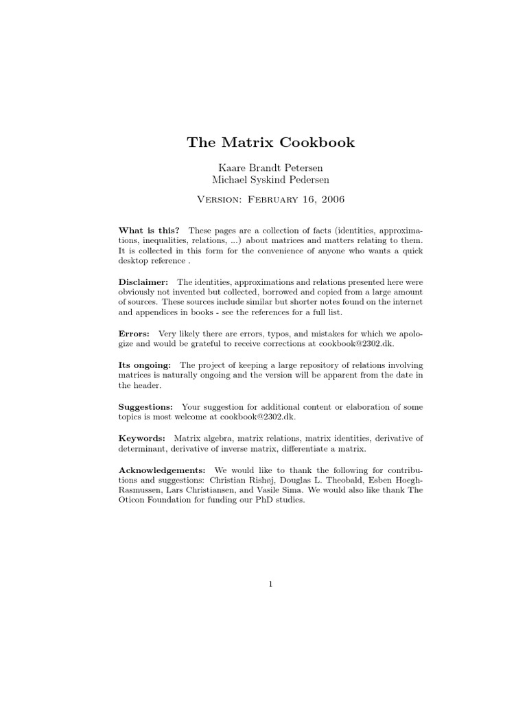 Matrix Formulas | PDF | Matrix (Mathematics) | Eigenvalues And Eigenvectors