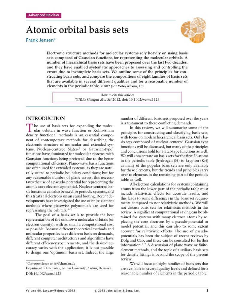 Atomic Orbital Basis Sets | PDF | Atomic Orbital | Density Functional Theory