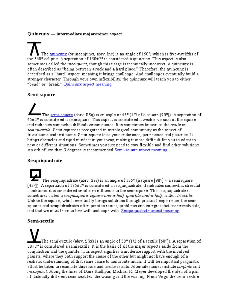 Minor Aspects Synastry | PDF | Esoteric Cosmology | Divination