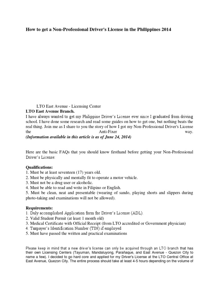 Non-Professional Driver's License Guide | PDF | Driver's License ...