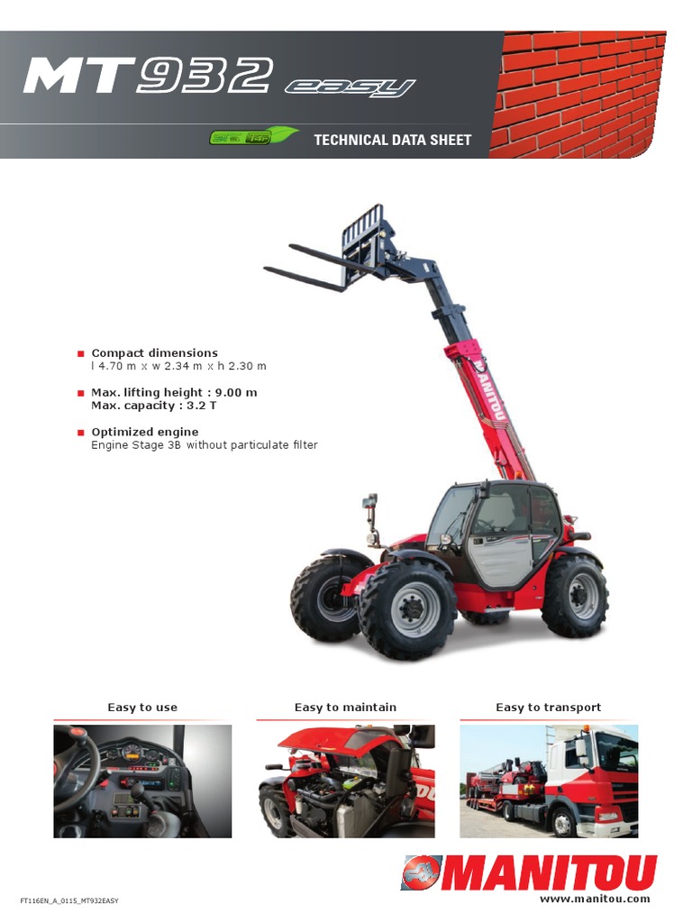 Manitou MT 932 EASY (EN) | PDF | Vehicles | Vehicle Technology