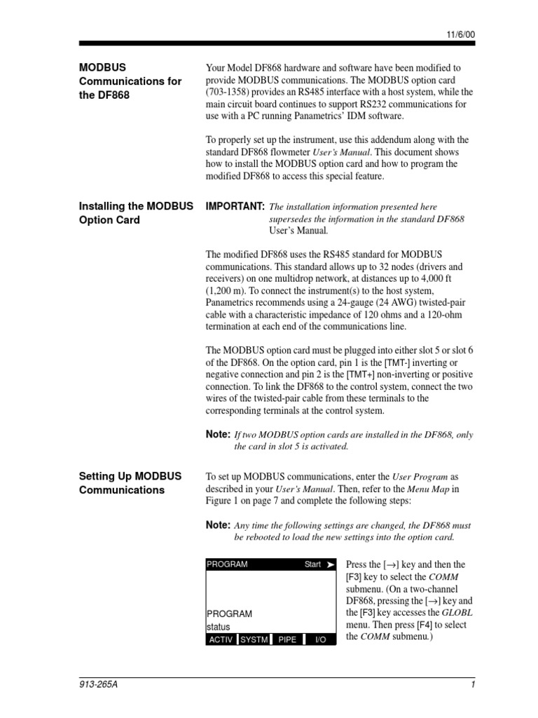 DF868 MODBUS Setup Guide | PDF | Integer (Computer Science) | Areas Of ...