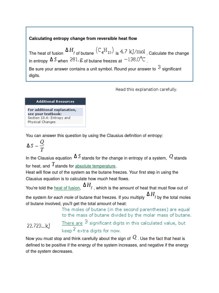 Calculating Entropy Change From Reversible Heat Flow | PDF | Teaching ...