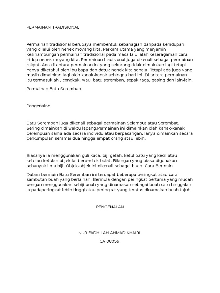 Permainan Tradisional 2 | PDF