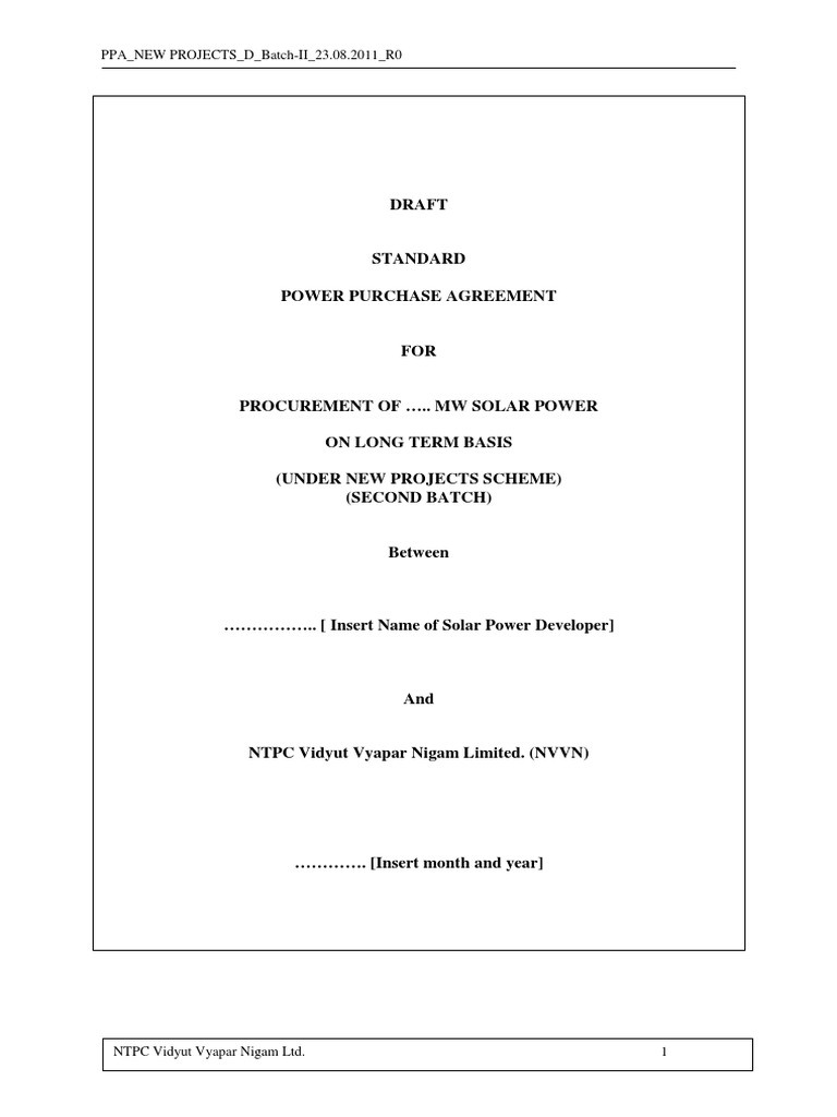 PPA Format _ India | Invoice | Solar Power