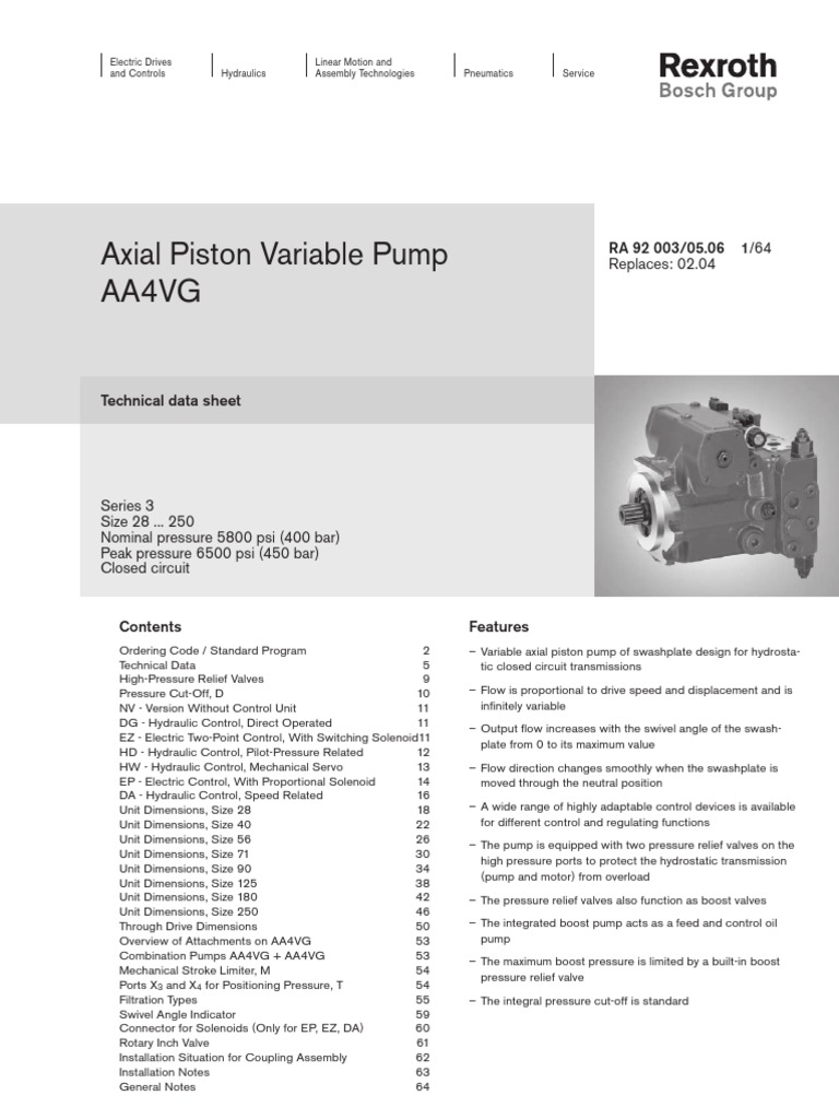 AA4VG | PDF | Valve | Pump