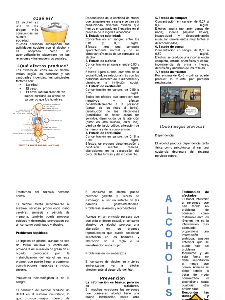 Triptico Alcoholism o | PDF | Alcohol | Etanol