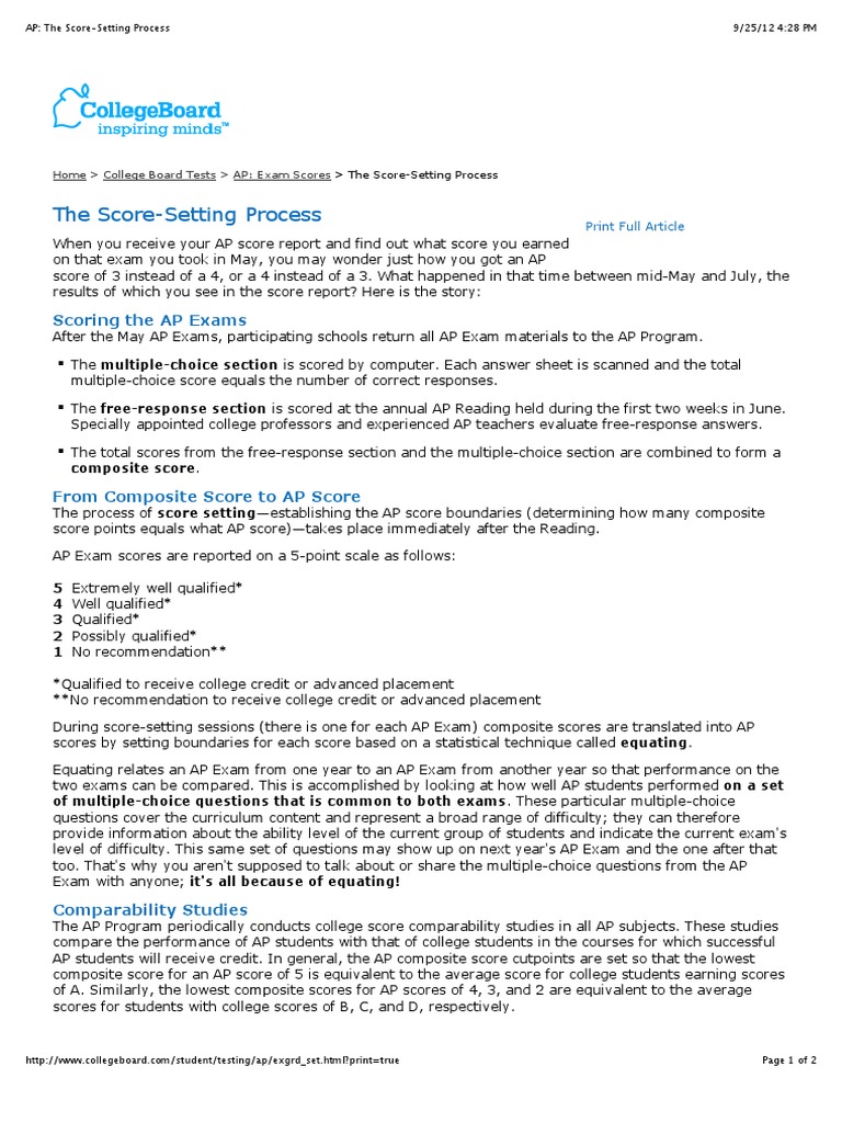 AP: The Score-Setting Process | PDF | Advanced Placement | Test ...