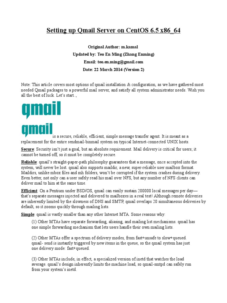 Setting Up Qmail Server On CentOS 6.5 x86 - 64 Version 2 | PDF ...