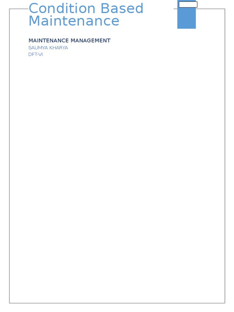 Condition Based Maintenance Overview | PDF | Reliability Engineering ...