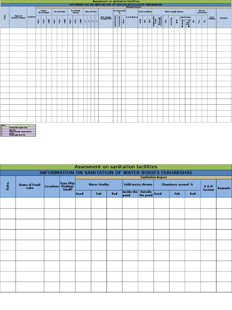 Sanitation Blank Format | PDF | Toilet | Sanitation