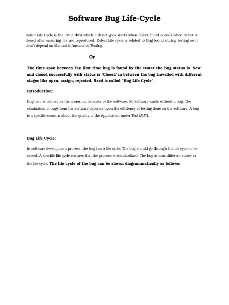 Software Bug Life Cycle | PDF | Software Bug | Software Testing