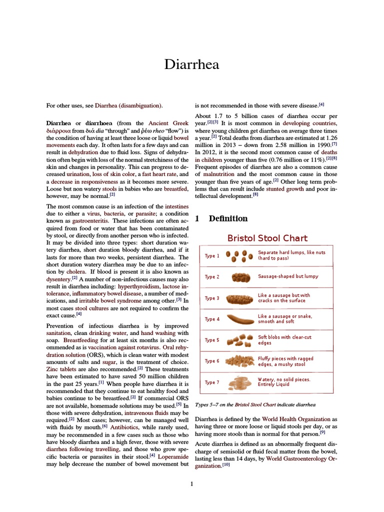 Diarrhea: 1 Definition | PDF | Diarrhea | Diseases And Disorders