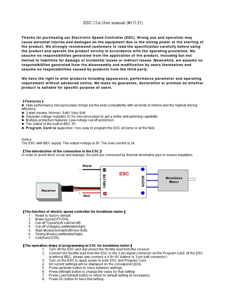 ESC-25A User manual (#17135) : The introduction of the connection in ...