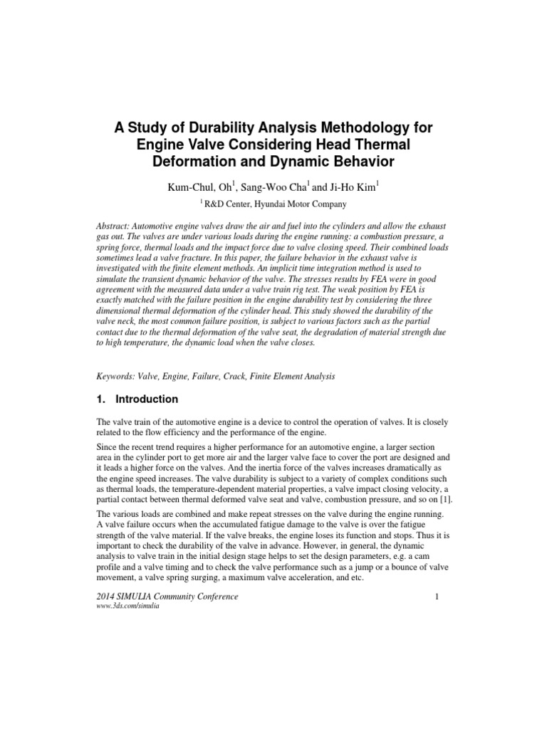 Durability Analysis Methodology Engine Valve 14 | PDF | Deformation ...