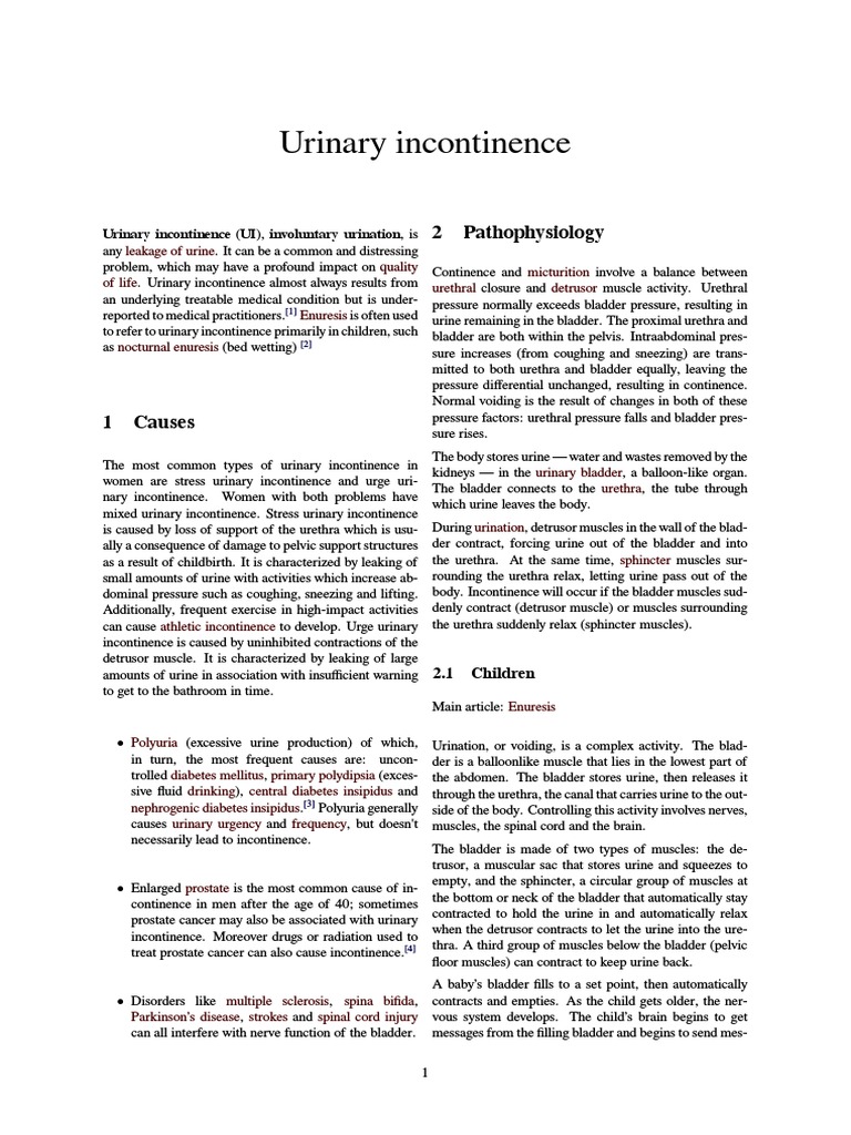 Urinary Incontinence: 2 Pathophysiology | PDF | Urinary Incontinence ...