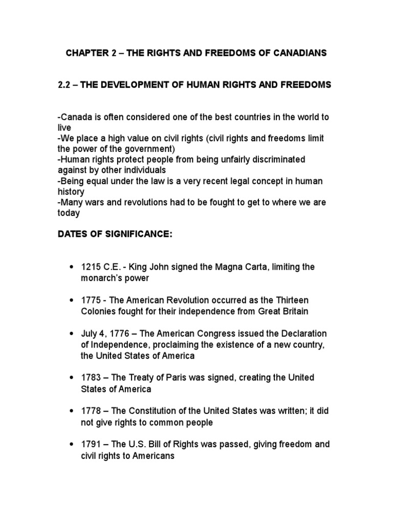 Chapter 2 - The Rights and Freedoms of Canadians | PDF | Civil And ...