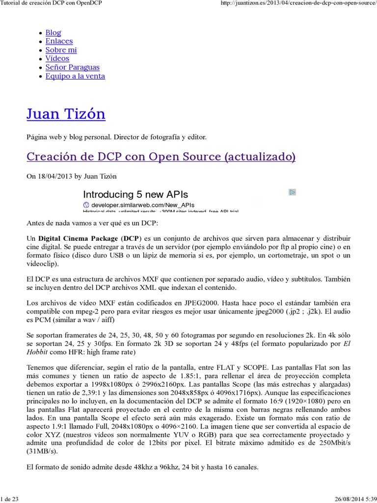 Tutorial de Creación DCP Con OpenDCP | PDF | Formato de imagen sin ...