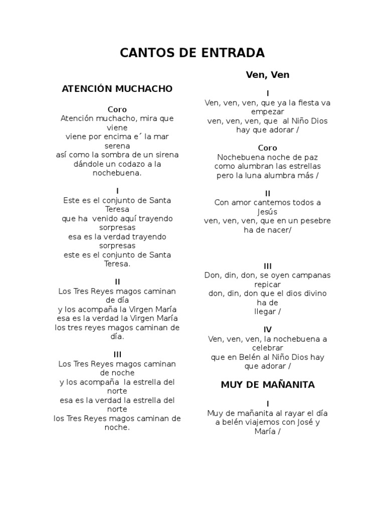 Cantos de Entrada | PDF | orador del Señor | María, madre de Jesús