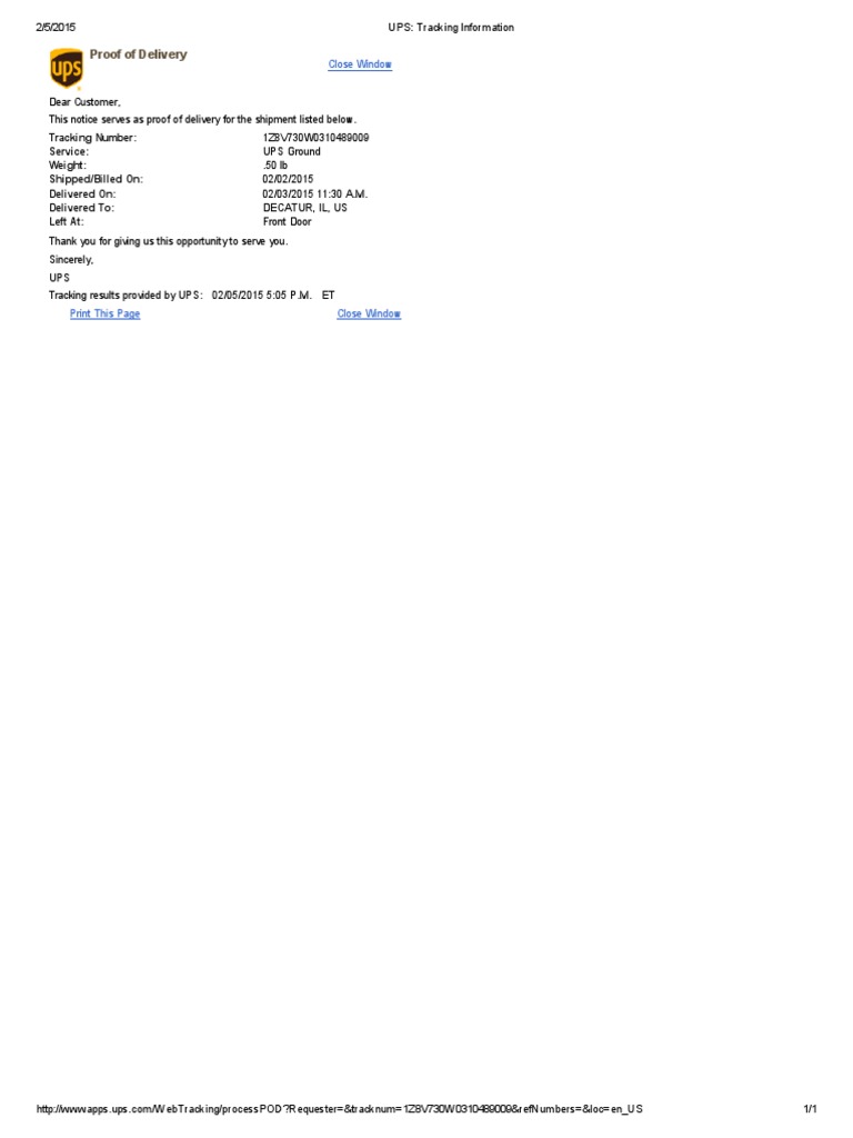 UPS - Tracking Information | PDF