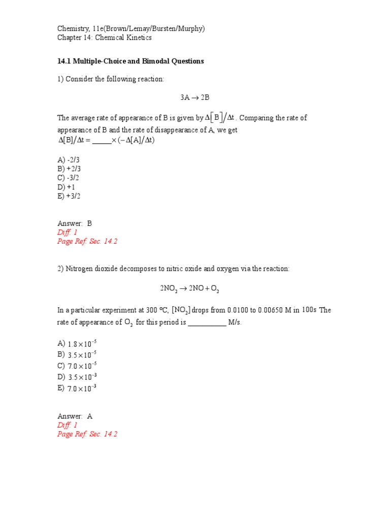 14.1 Multiple-Choice and Bimodal Questions: Diff: 1 Page Ref: Sec. 14.2 ...