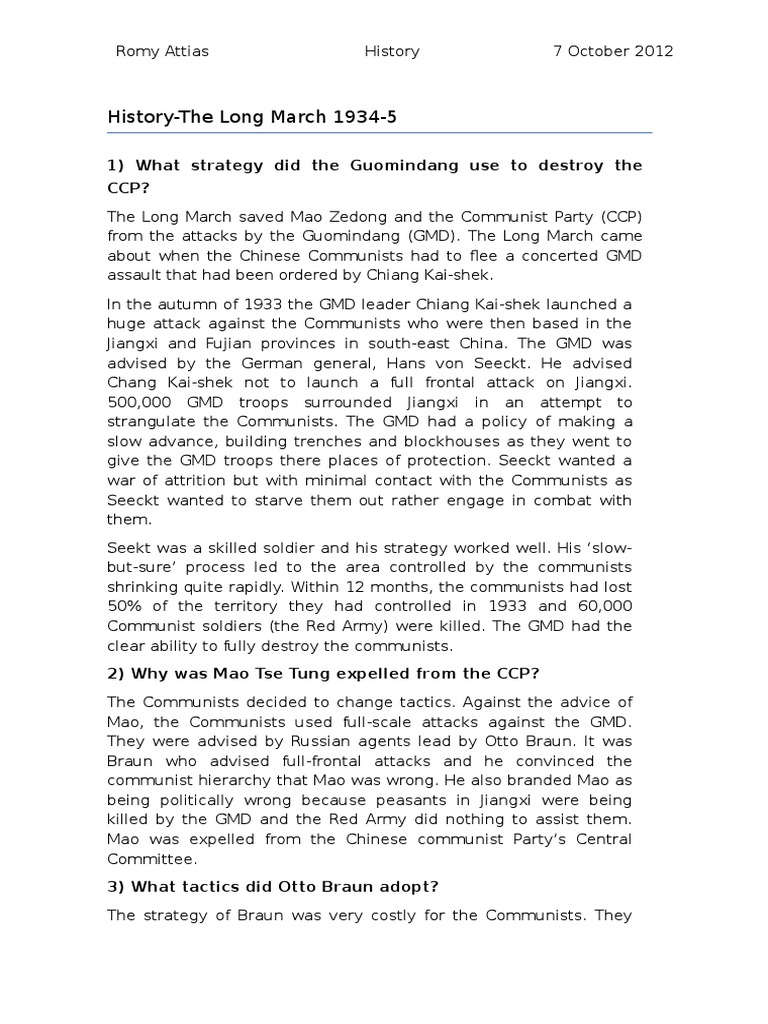 The Long March 1934 5 | PDF | Communist Party Of China | Military Of ...