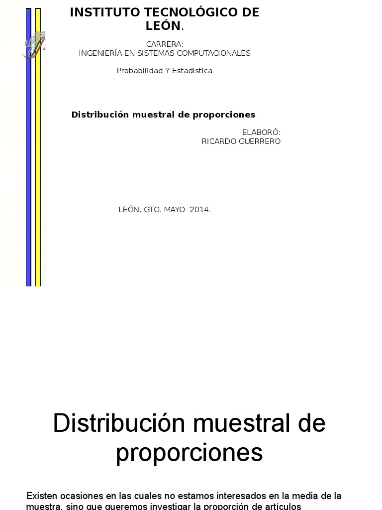 Distribucion Muestral de Proporciones | PDF | Muestreo (Estadísticas) | Probabilidad