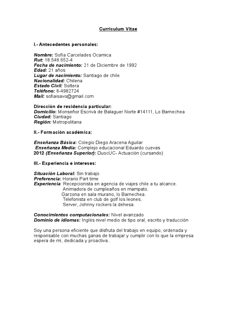 Curriculum Sofia | PDF