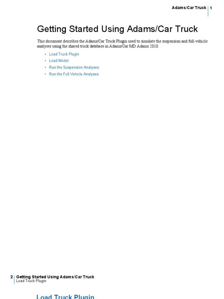 Getting Started Using Adams/Car Truck - MD Adams 2010 | PDF | Suspension (Vehicle) | Axle