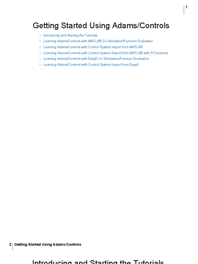 Getting Started Using Adams/Controls - MD Adams 2010 | PDF | Matlab | Simulation