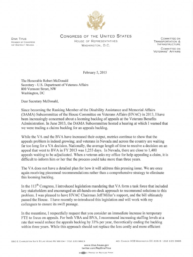 Va Caregiver Appeal Letter Sample