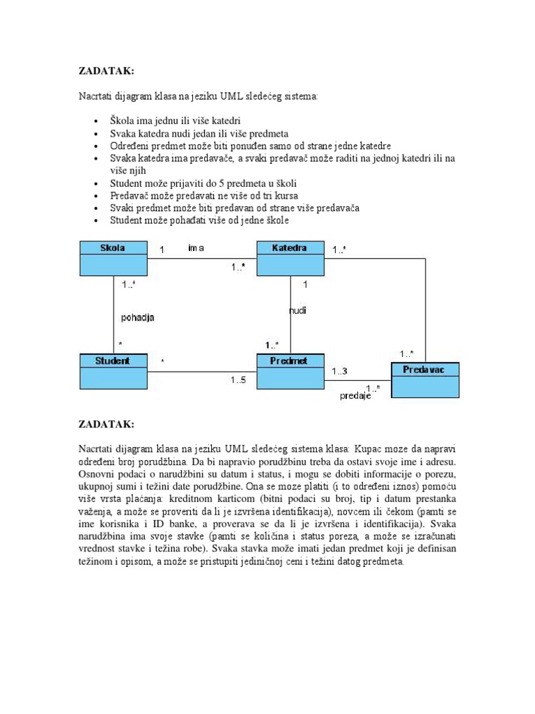 Zadaci Sa Predavanja - UML Dijagrami Klasa | PDF