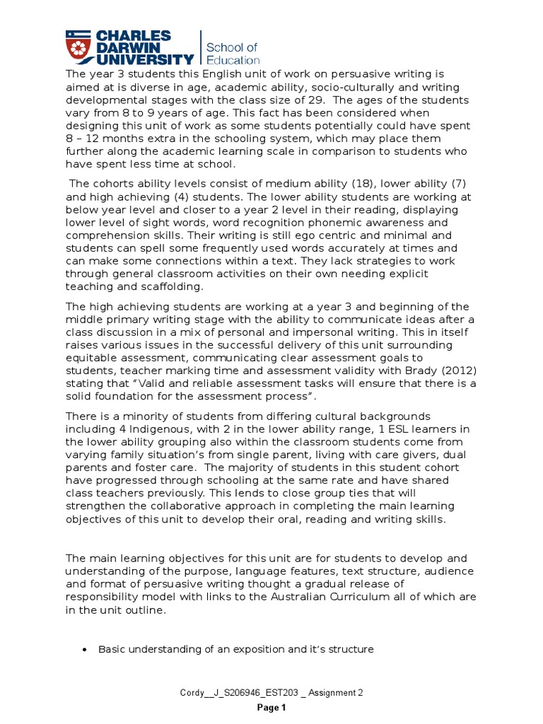 Year 3 Persuasive Writing Unit | PDF | Educational Assessment | Persuasion