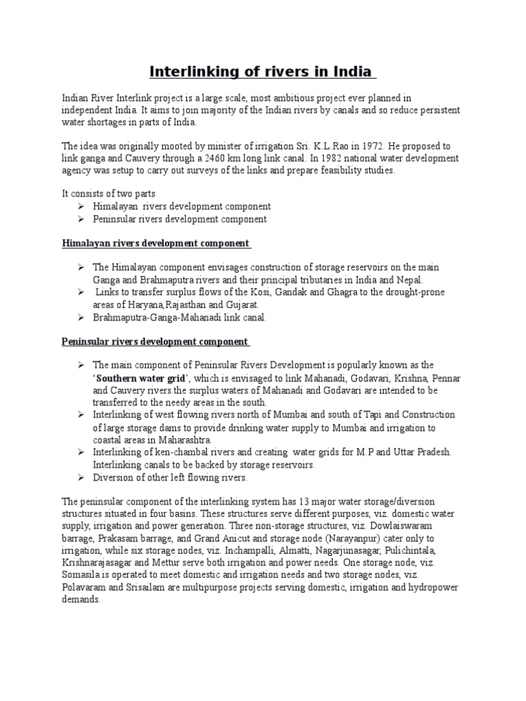 Interlinking of Rivers in India: Himalayan Rivers Development Component ...