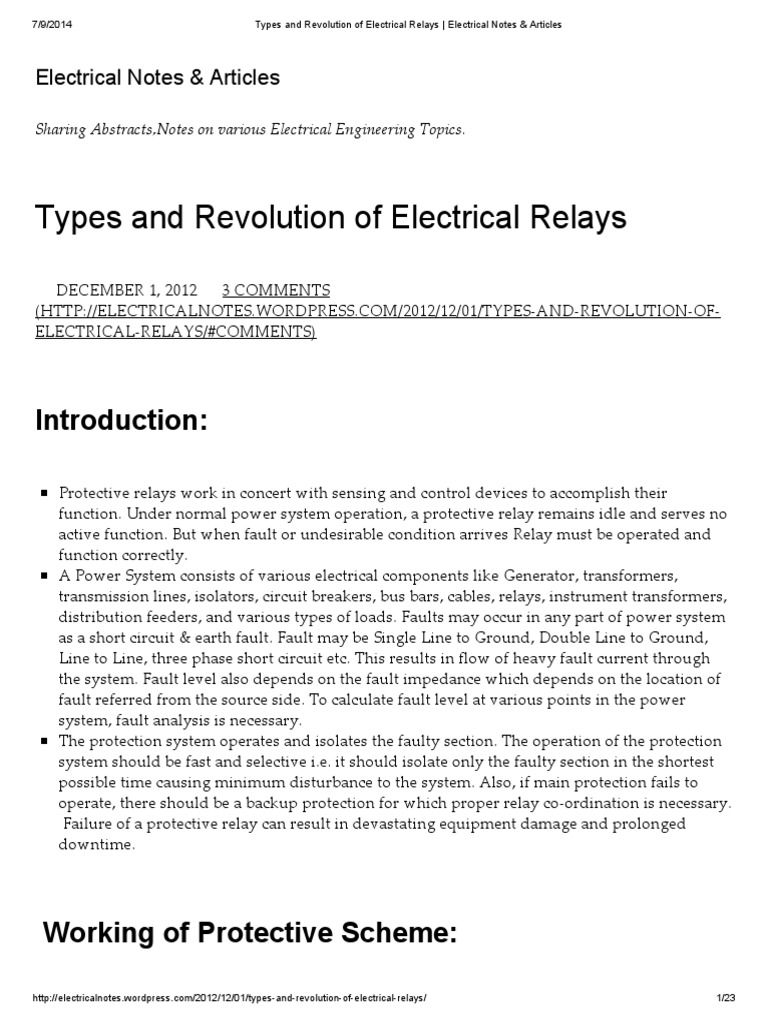 Types and Revolution of Electrical Relays - Electrical Notes & Articles ...