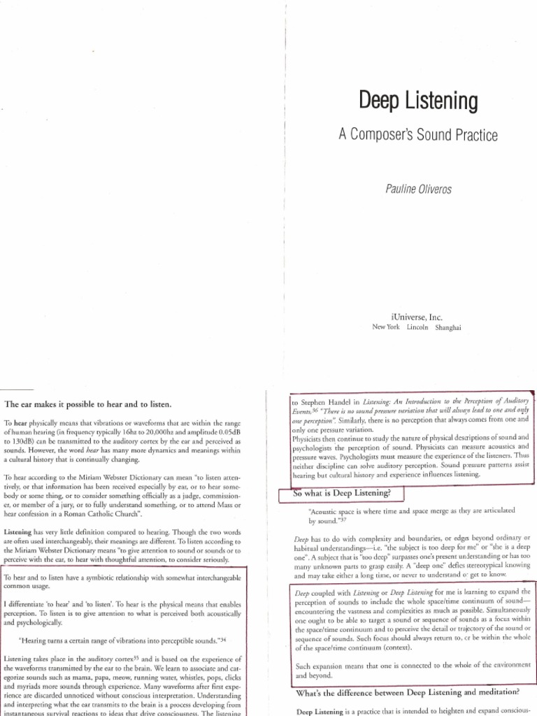 Deep Listening by Olivero | PDF