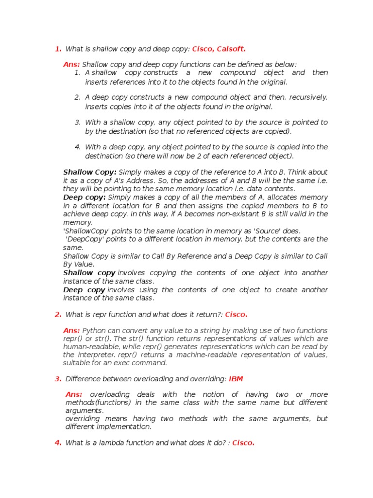 Commonly Asked Python Telephonic Interview Questions | PDF | Internet ...