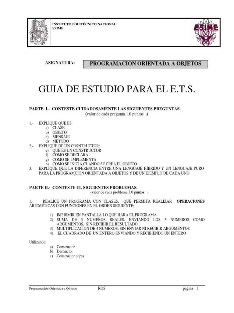 Guia Ets Poo | PDF | Programación orientada a objetos | Programación de computadoras