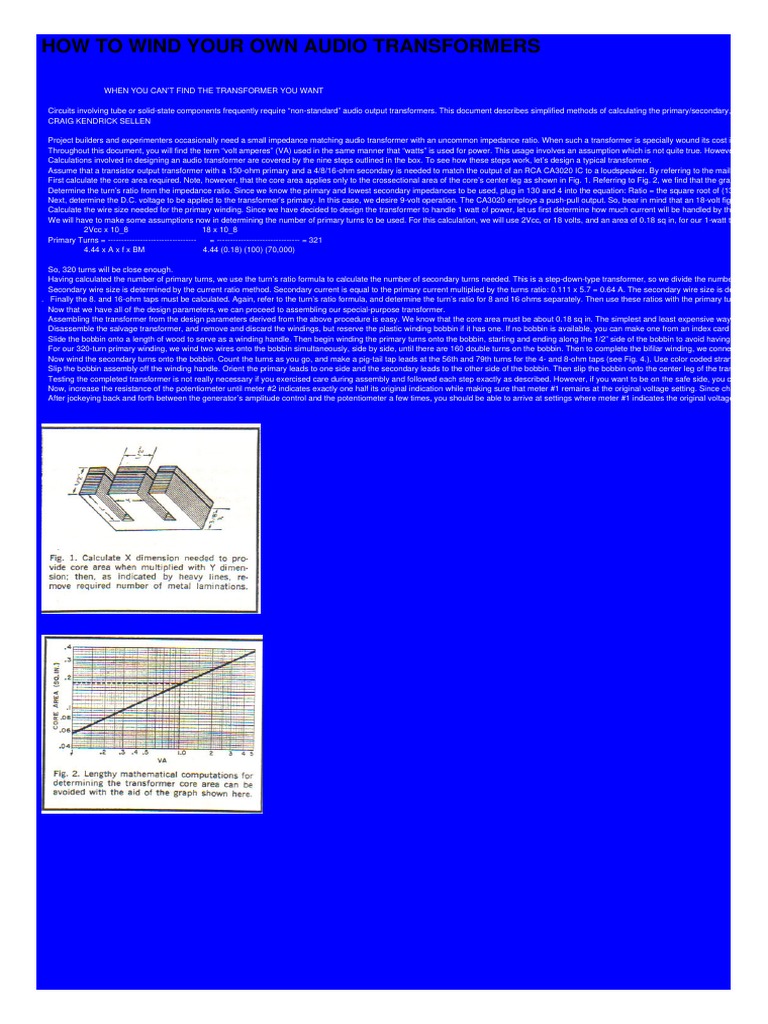 How to Design and Wind Your Own Audio Transformer When a Specialized ...