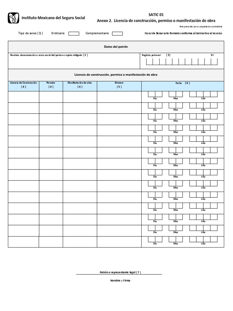 Formato SATIC 01 para Licencias de Obra | PDF | Archivo de computadora ...