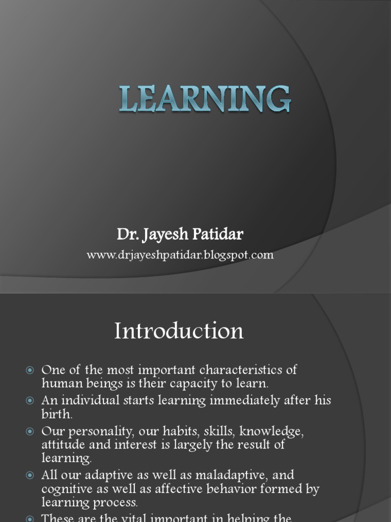 Dr. Jayesh Patidar | PDF | Reinforcement | Behaviorism