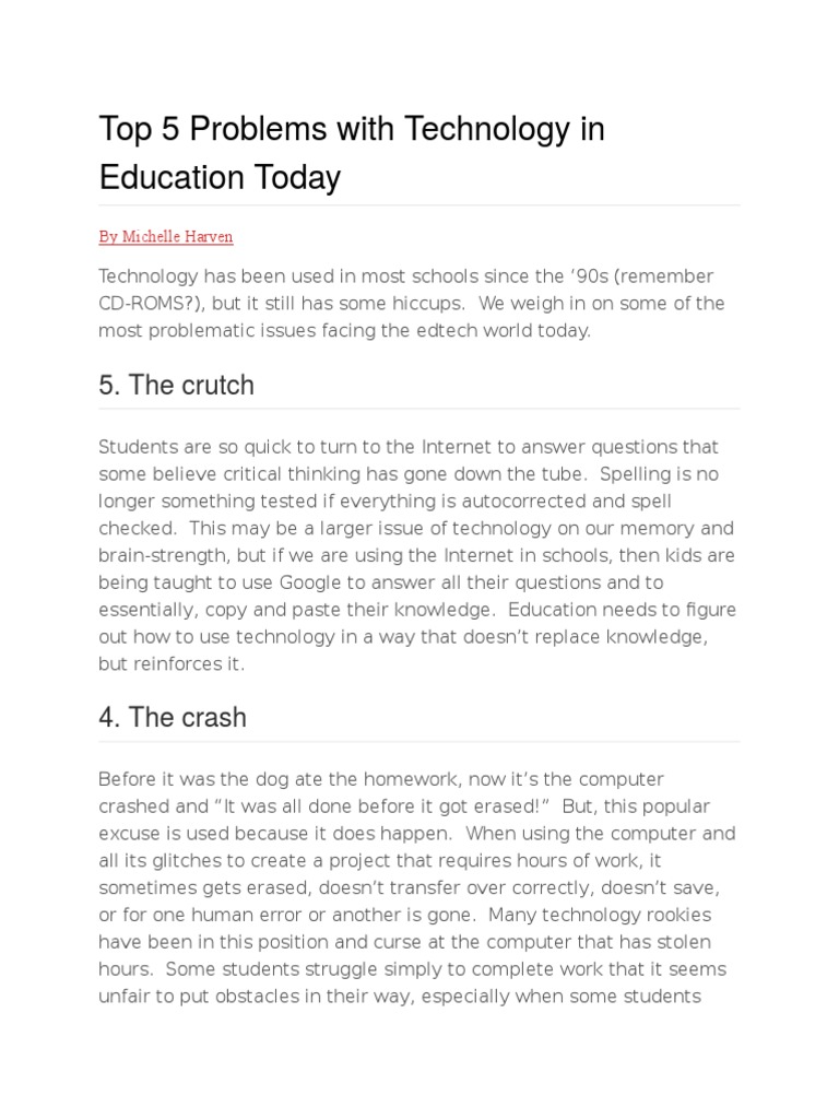 Top 5 Tech Issues in Education Today | PDF | Innovation | Teachers