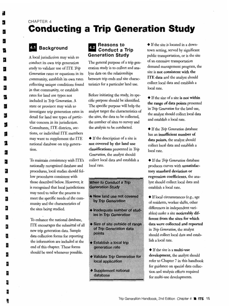 ITE Trip Generation Handbook Chapter 4 PDF | PDF
