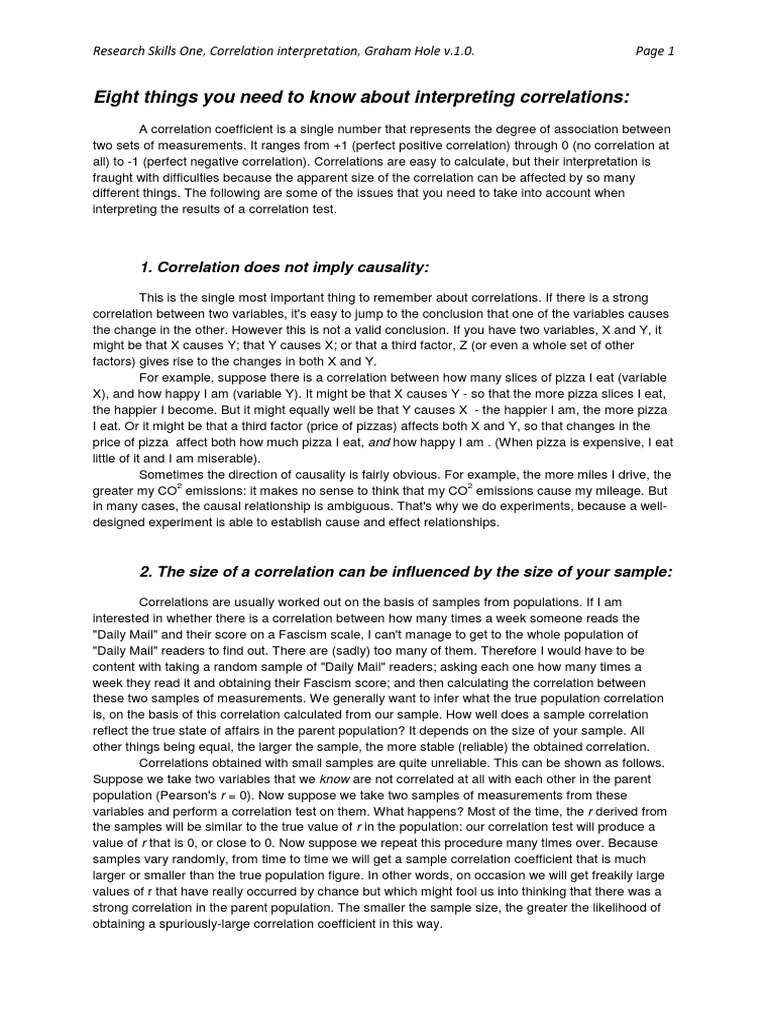 Eight Things You Need To Know About Interpreting Correlations | PDF ...