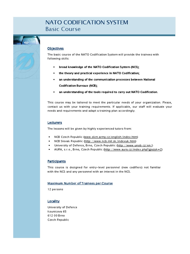 NATO Codification System Basic Course | PDF | Business | Computing And ...